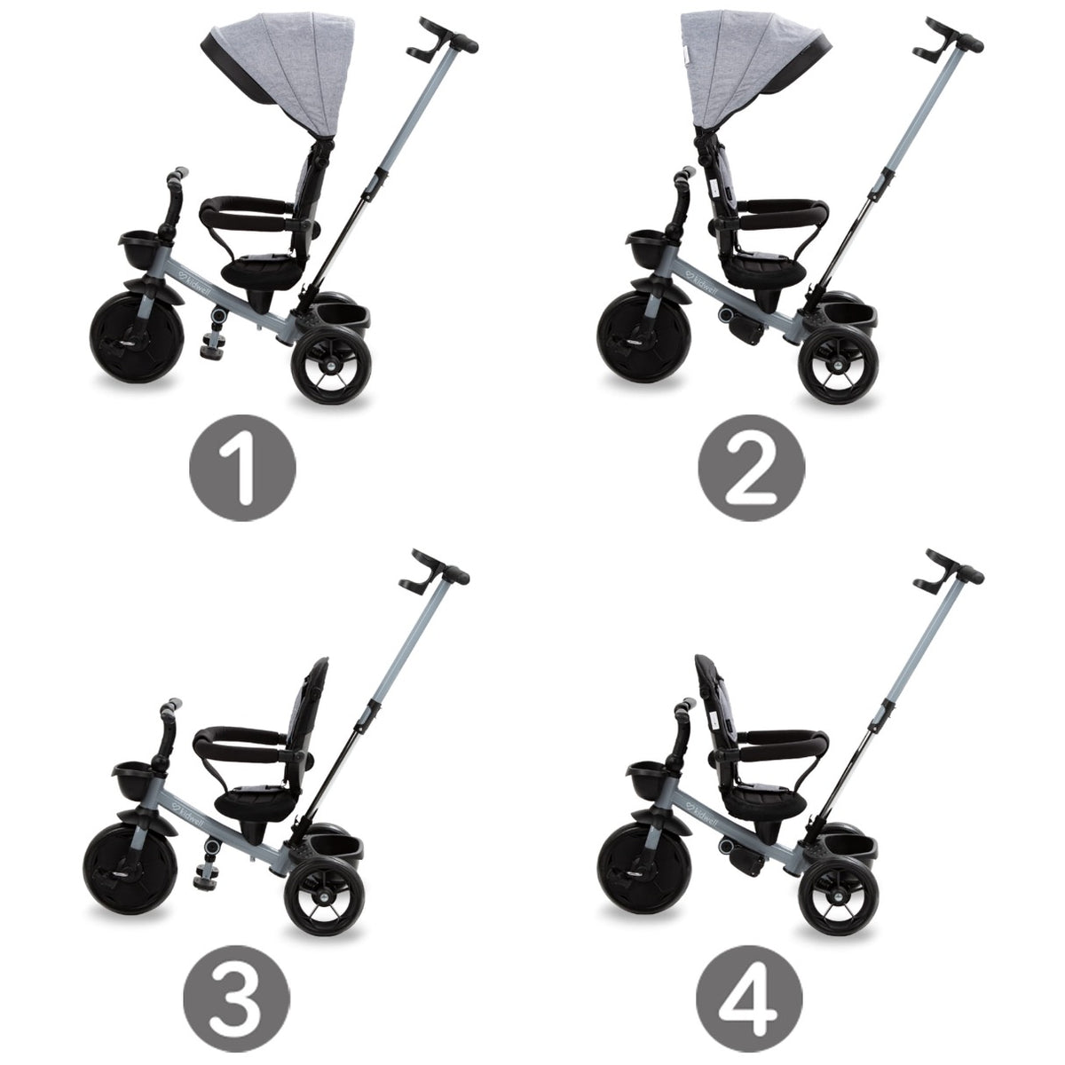 Kidwell Axel Foldable Trike with Rotating Seat, Titanium Grey – Mama's Nest